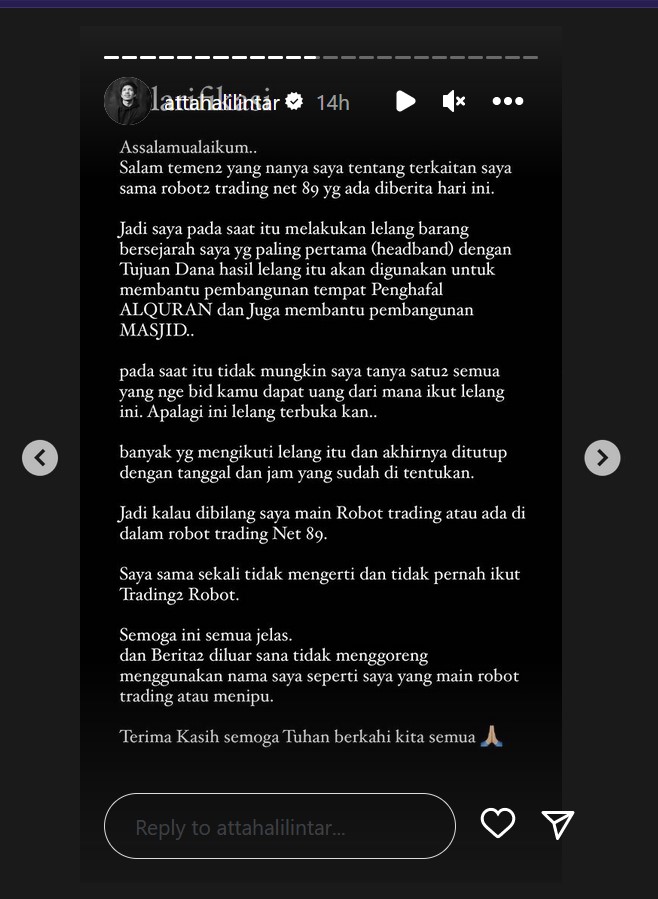 Namanya Terseret Kasus Robot Trading, Begini Jawaban Atta Halilintar Namanya Terseret Kasus Robot Trading, Begini Jawaban Atta Halilintar